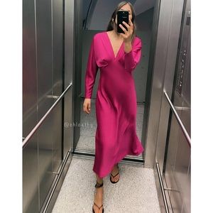 Zara | Dresses | Zara Satin Effect Midi Dress | Poshmark